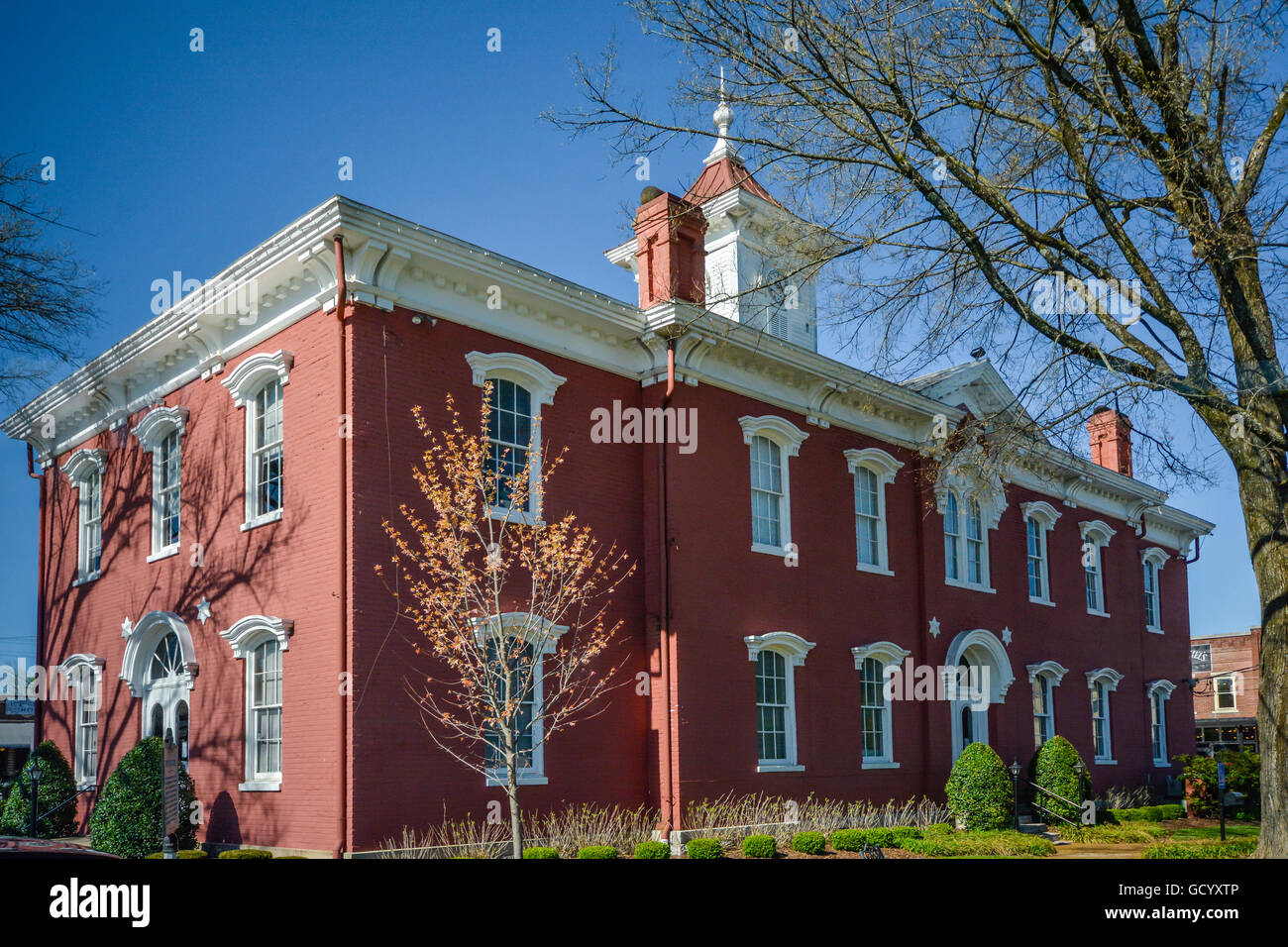 The vintage brick Greek Revival style Moore County Courthouse has a ...