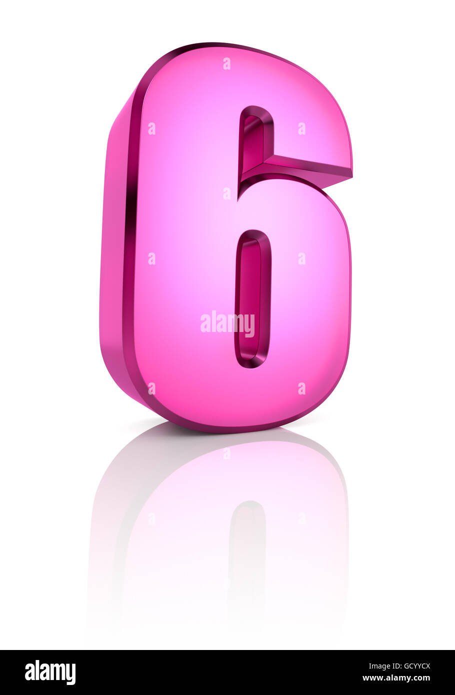 Pink number 6 isolated on white background. 3d rendering Stock Photo ...