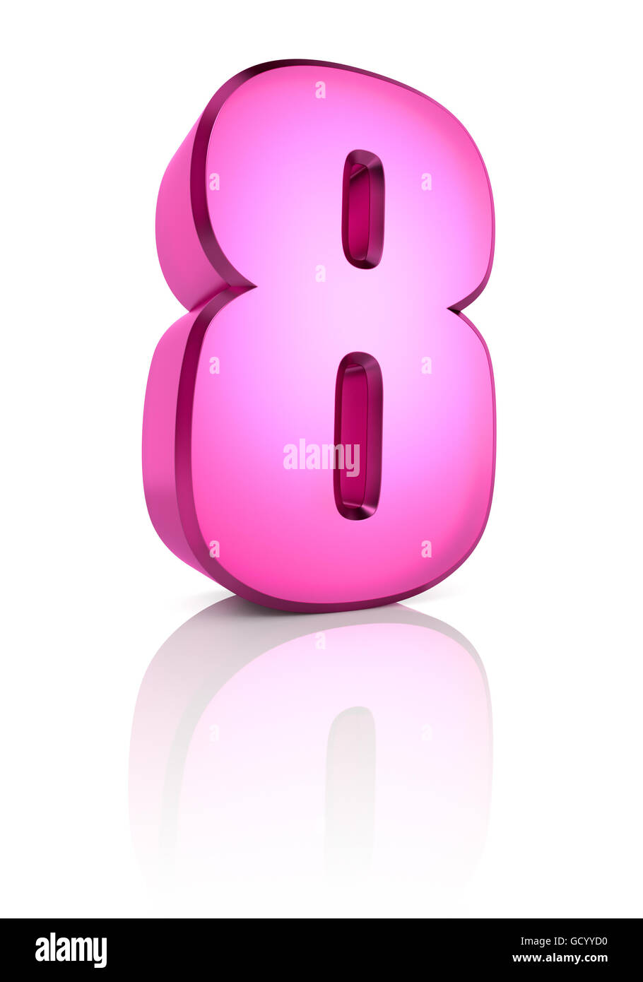 Pink number 8 isolated on white background. 3d rendering Stock Photo ...
