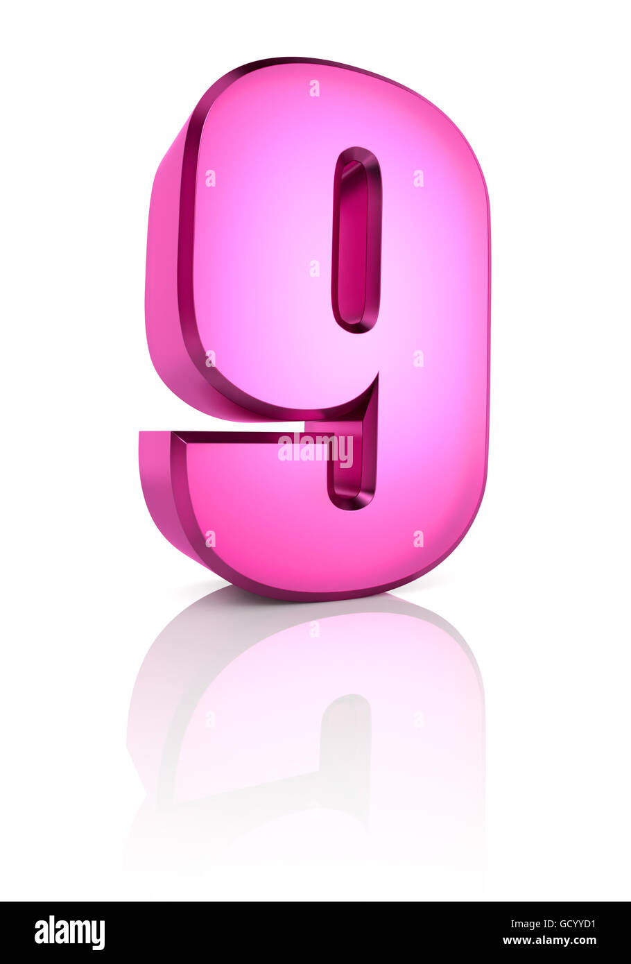 Pink number 9 isolated on white background. 3d rendering Stock Photo ...
