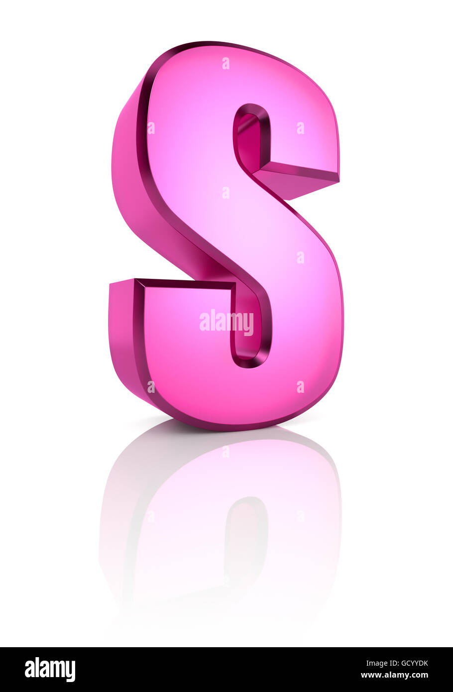 Pink letter S isolated on white background. 3d rendering Stock Photo ...