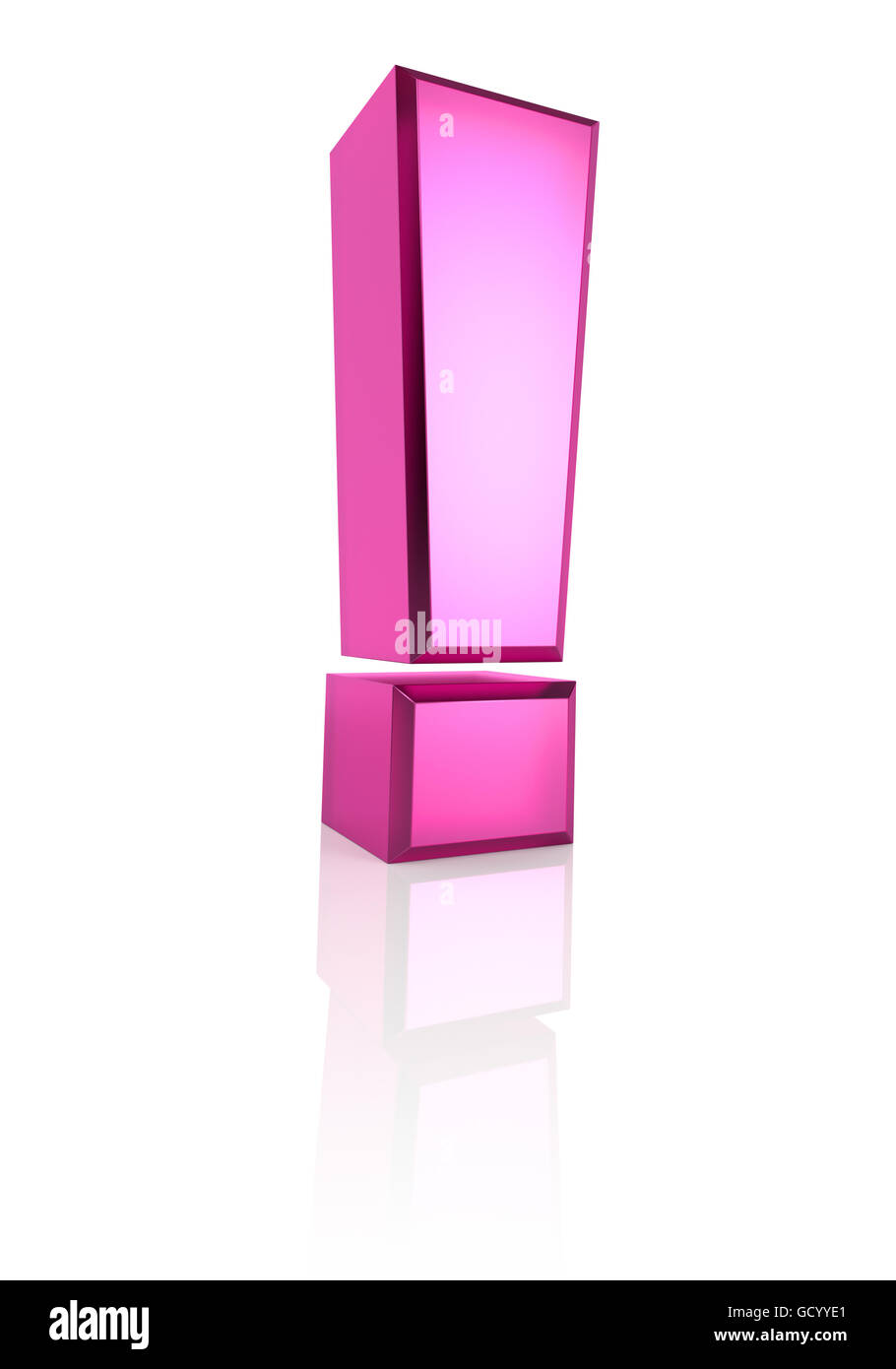 Pink exclamation symbol isolated on white background. 3d rendering ...