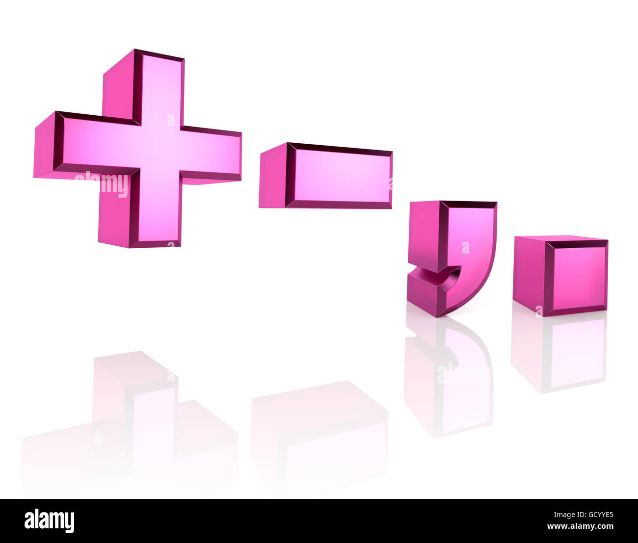 Pink symbols isolated on white background. 3d rendering Stock Photo - Alamy