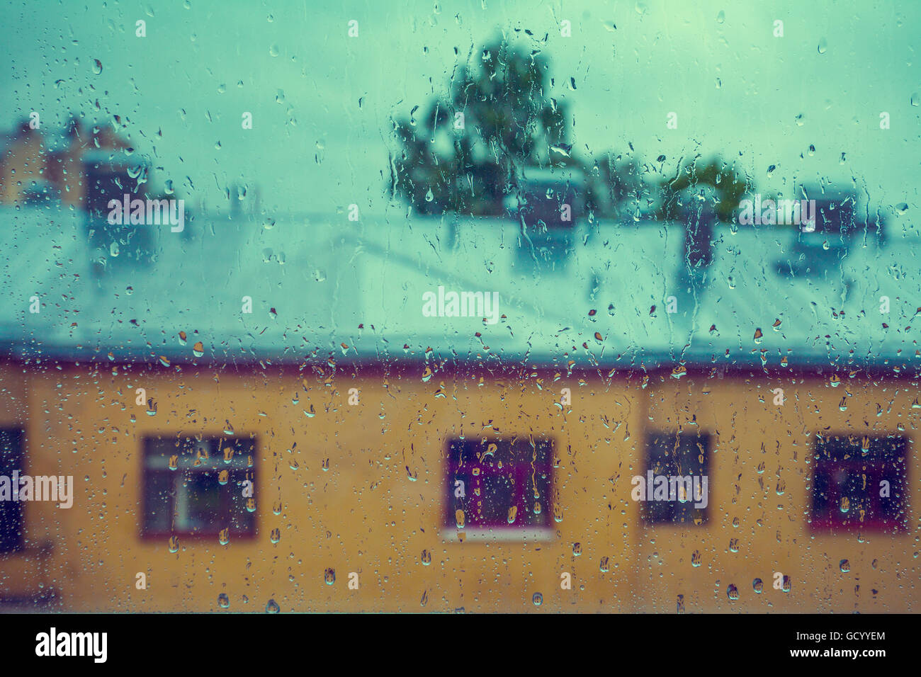 It is rainy, view from house window on city Stock Photo - Alamy