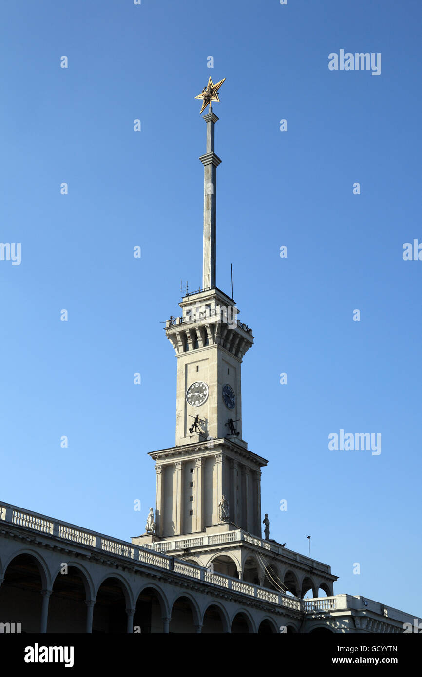 soviet spire of river port Stock Photo - Alamy
