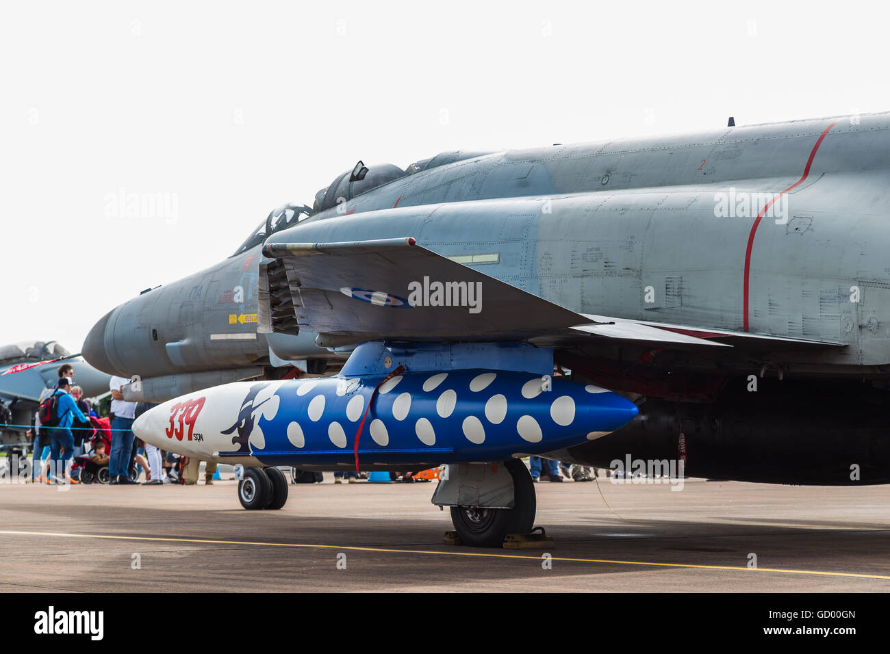 Colourful wingtank under the Greek F-4E Phantom pictured at the 2016 ...