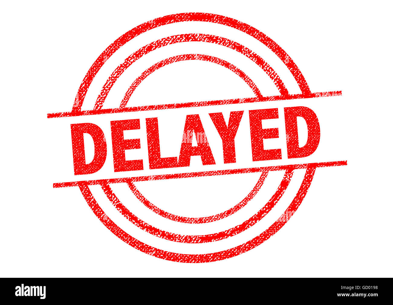 DELAYED red Rubber Stamp over a white background Stock Photo - Alamy