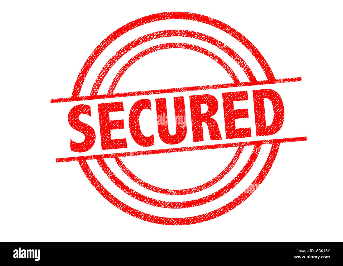 SECURED Rubber Stamp over a white background Stock Photo - Alamy