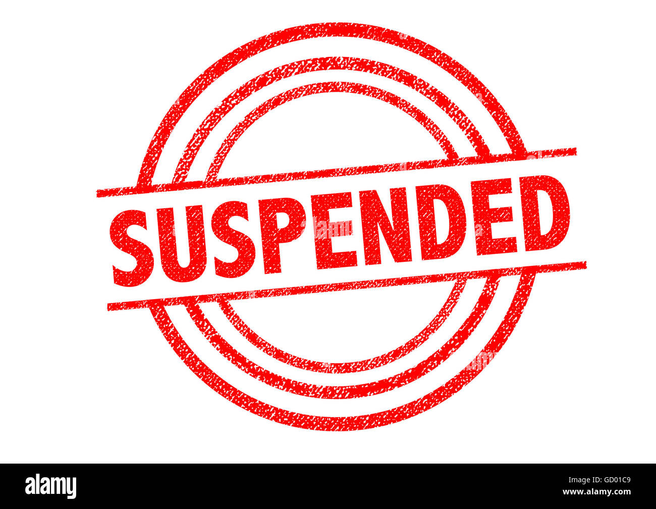 SUSPENDED Rubber Stamp over a white background Stock Photo - Alamy