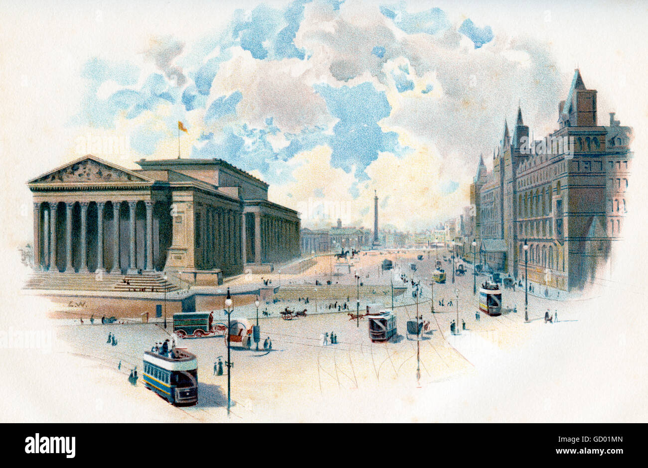 St. George's Hall and Lime Street, Liverpool, England in the 19th ...