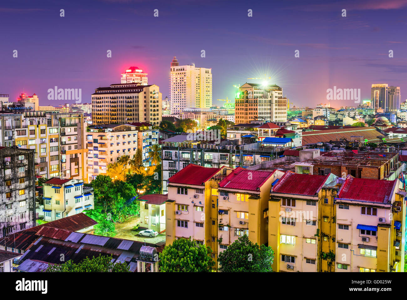 Yangon, Myanmar downtown business district skyline Stock Photo - Alamy