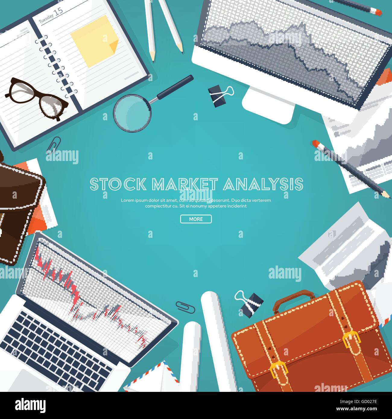 Vector illustration. Flat background. Market trade. Trading platform ...