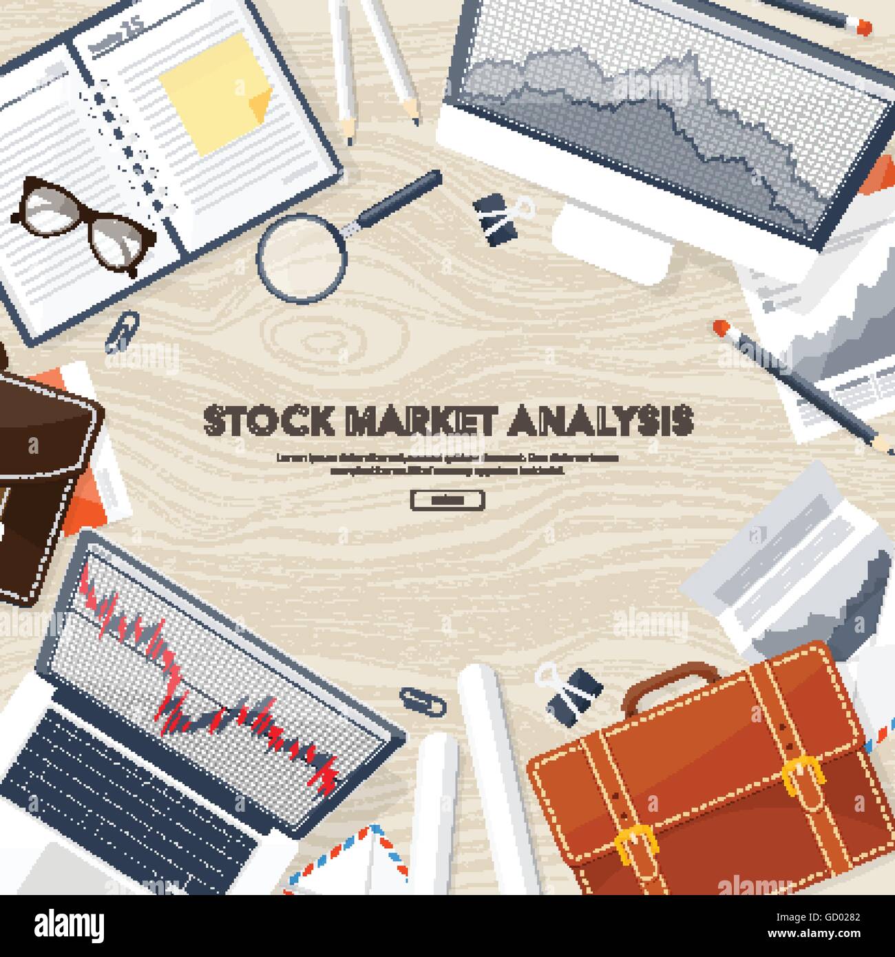 Vector illustration. Flat background. Market trade. Trading platform ...