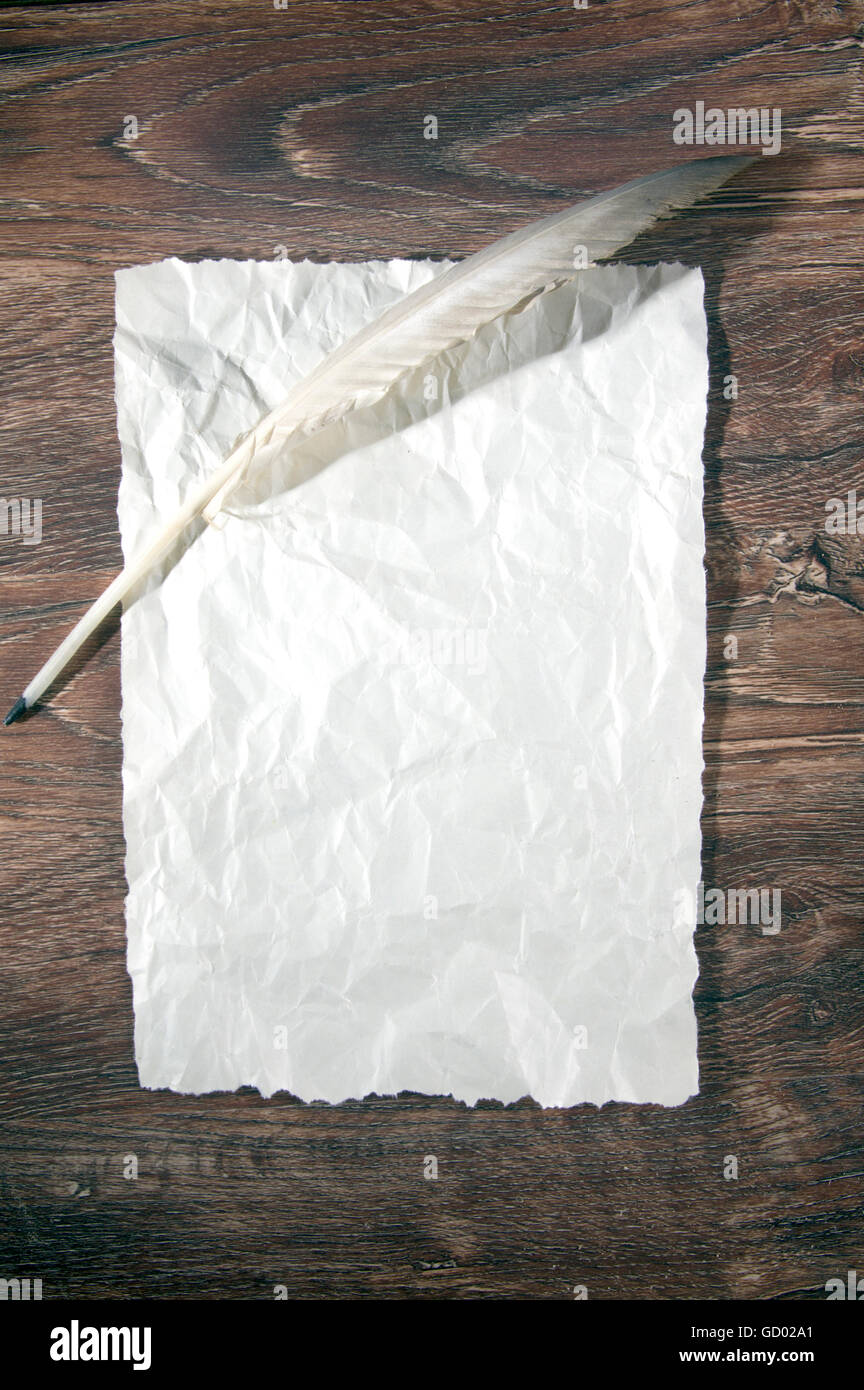 Paper and quill pen. Vintage items for writing Stock Photo - Alamy