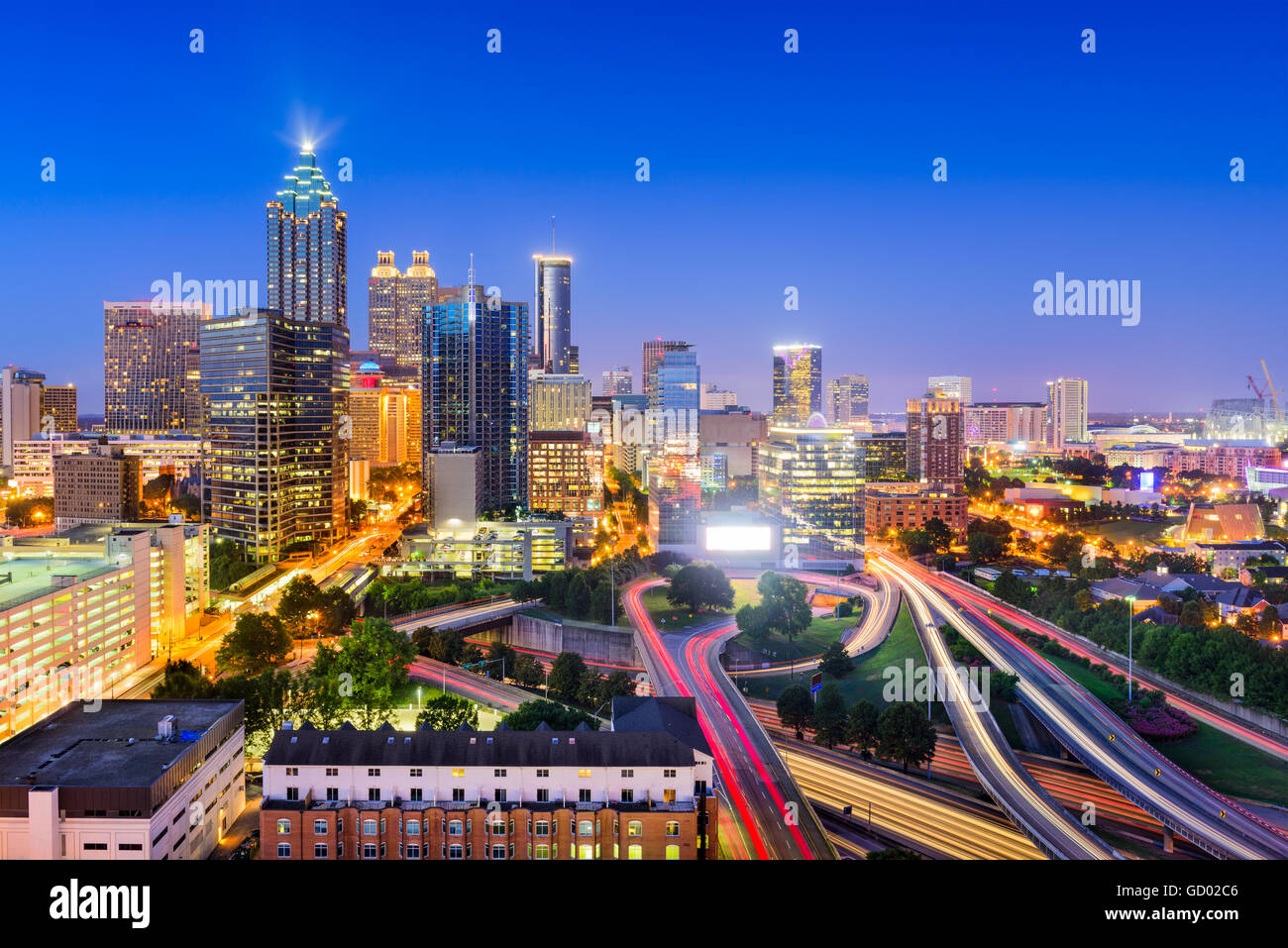 Aerial view downtown atlanta freeway hi-res stock photography and ...