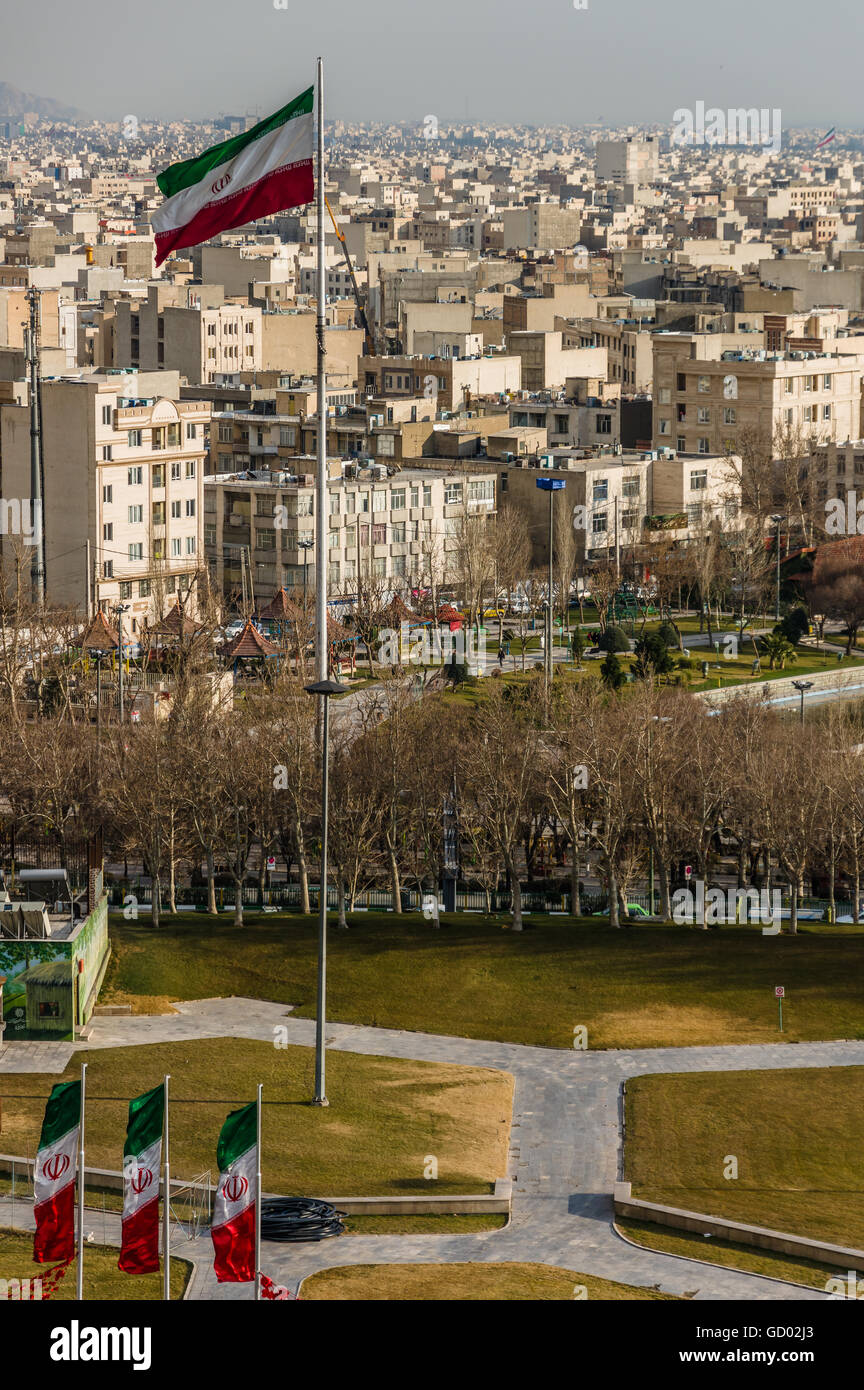 Tehran skyline during "revolution day" anniversary. Iran, 2016 Stock ...