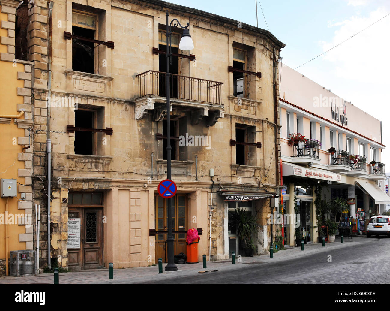 Street in Larnaca with shops and souvenir shops. Larnaca, Cyprus Stock ...
