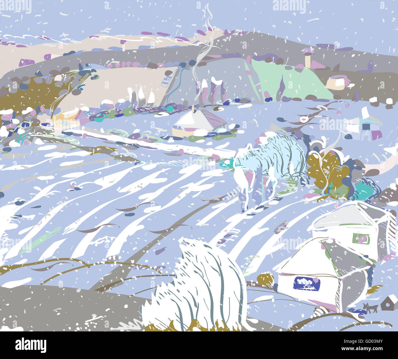 Illustration of a first snow Stock Photo - Alamy