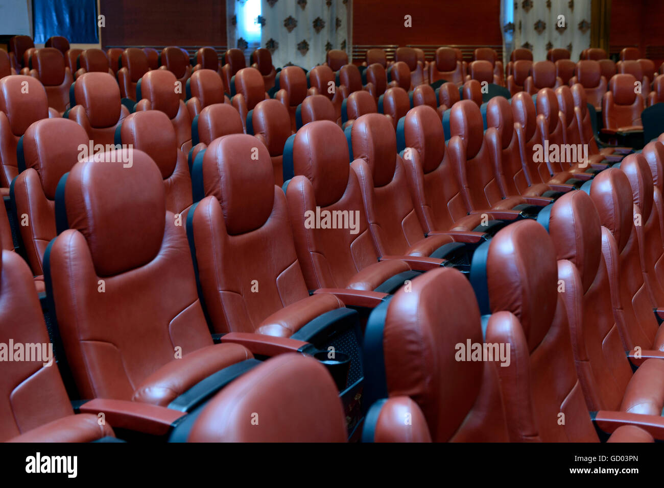 Background of Empty Hall Chairs in Rows Stock Photo - Alamy