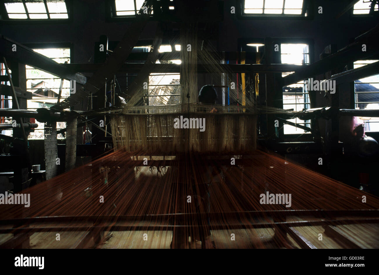 Hand loom weaver Stock Photo - Alamy