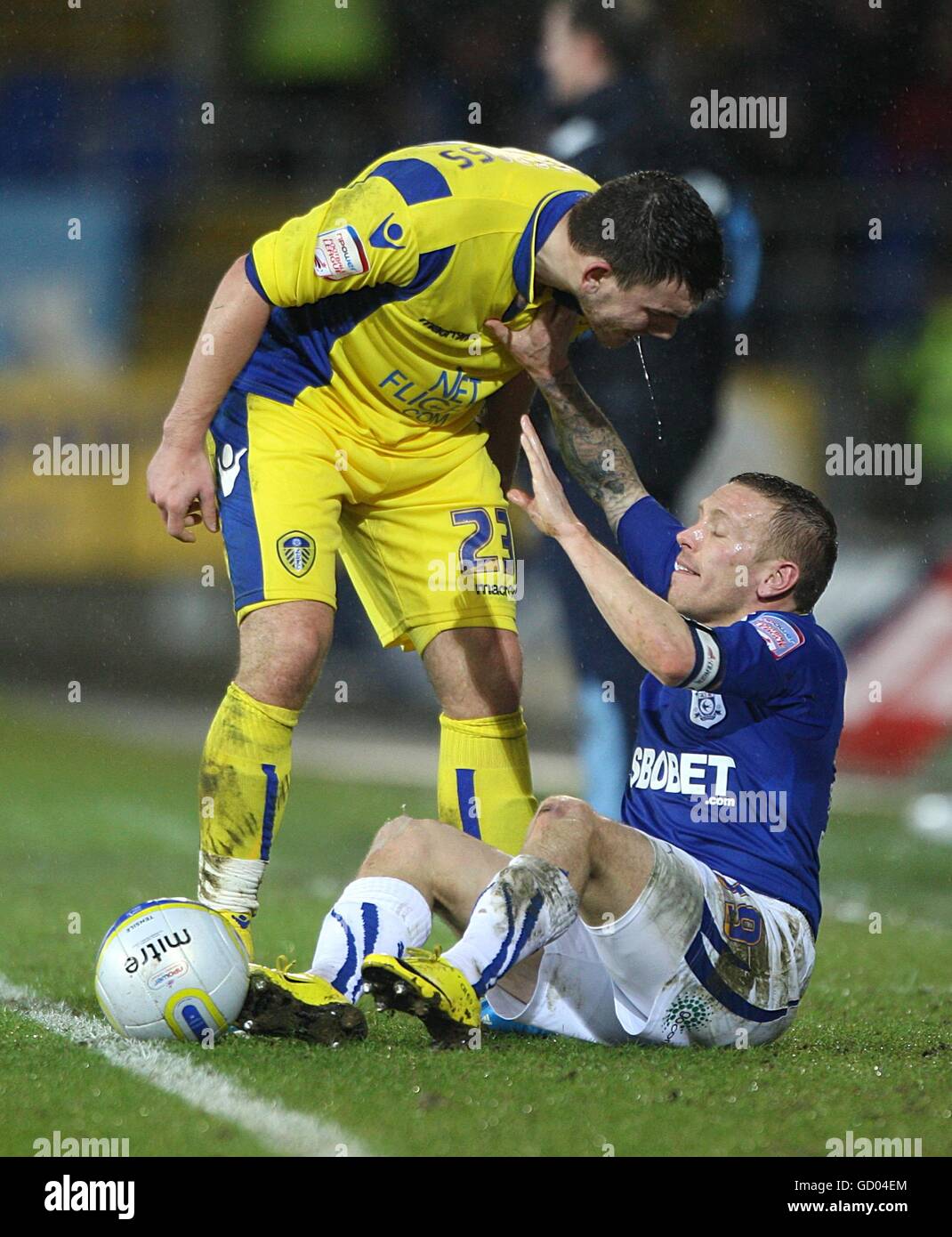 Leeds United's Robert Snodgrass appears to spit towards Cardiff City's ...