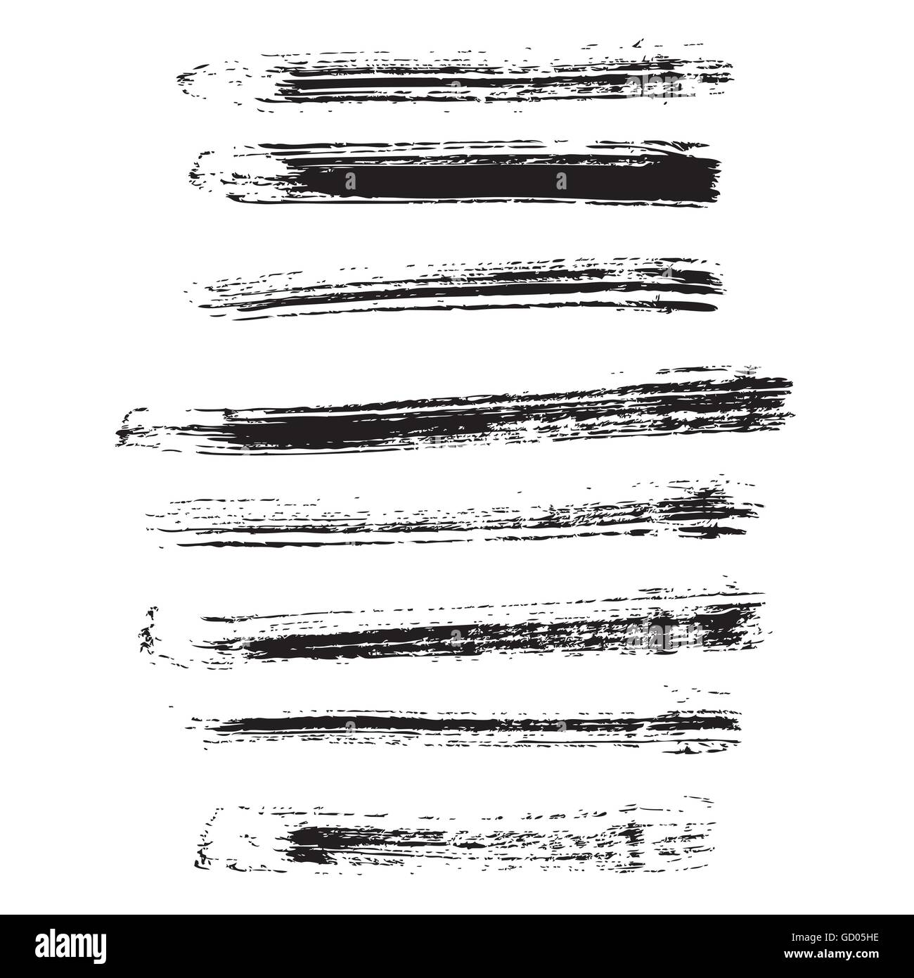 Set of different grunge brush strokes. Vector illustration Stock Vector ...