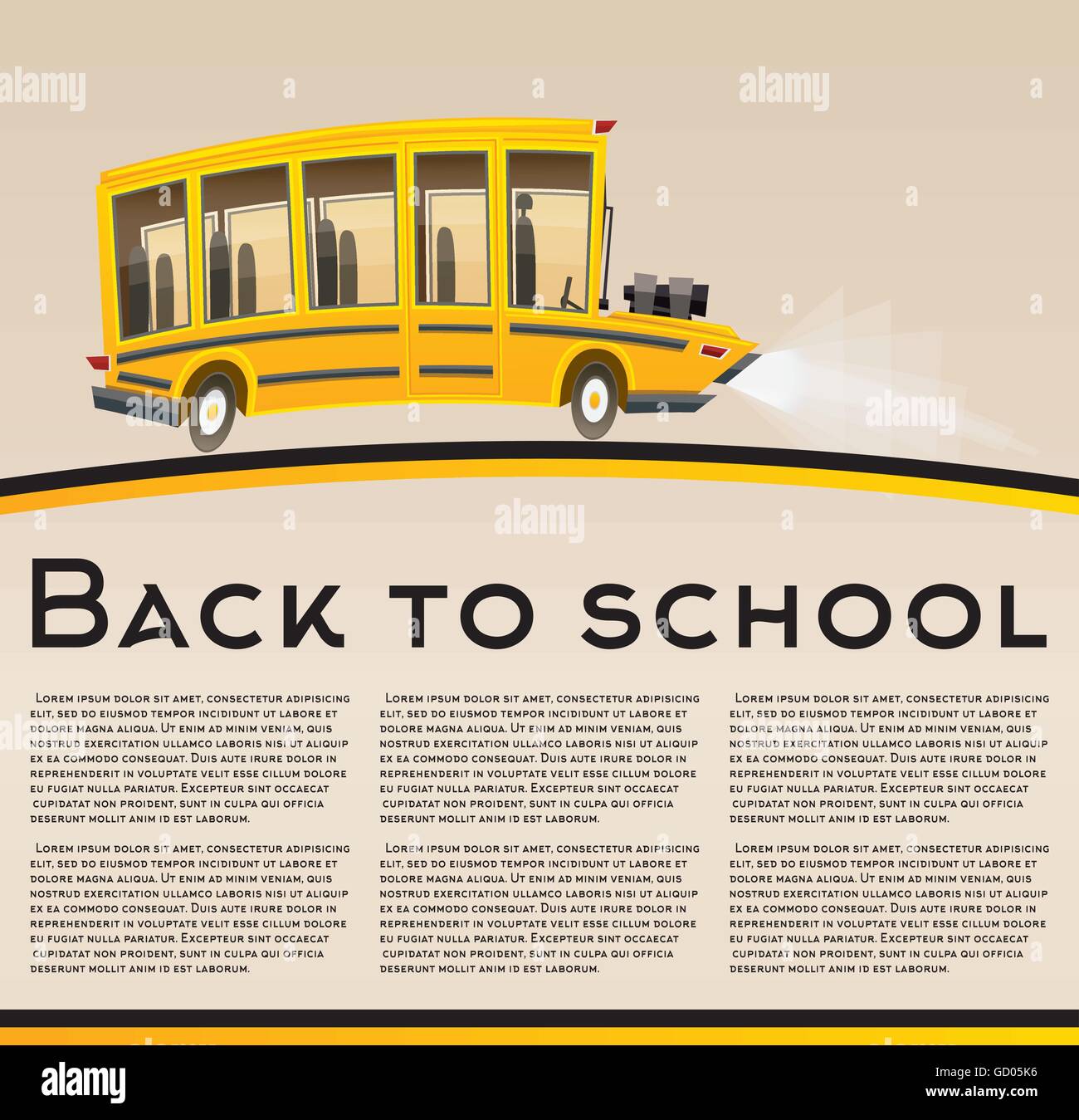 School Bus. Vector Illustration. Racing Bus in Cartoon Style with Big ...