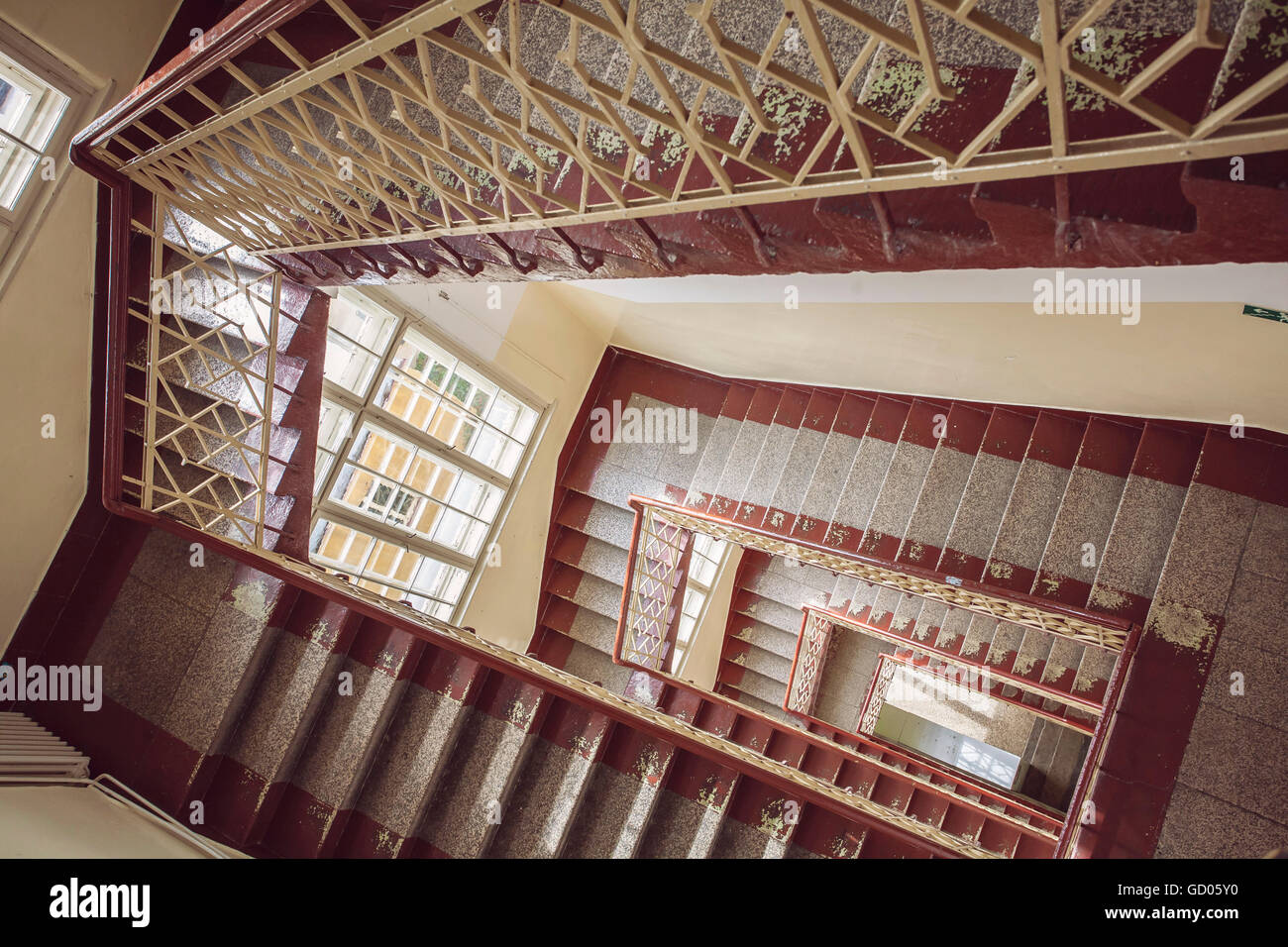 Old fashioned stairs in high school building Stock Photo - Alamy