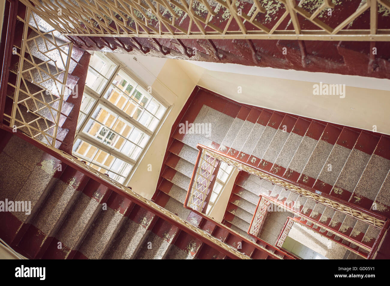 Old fashioned stairs in high school building Stock Photo - Alamy