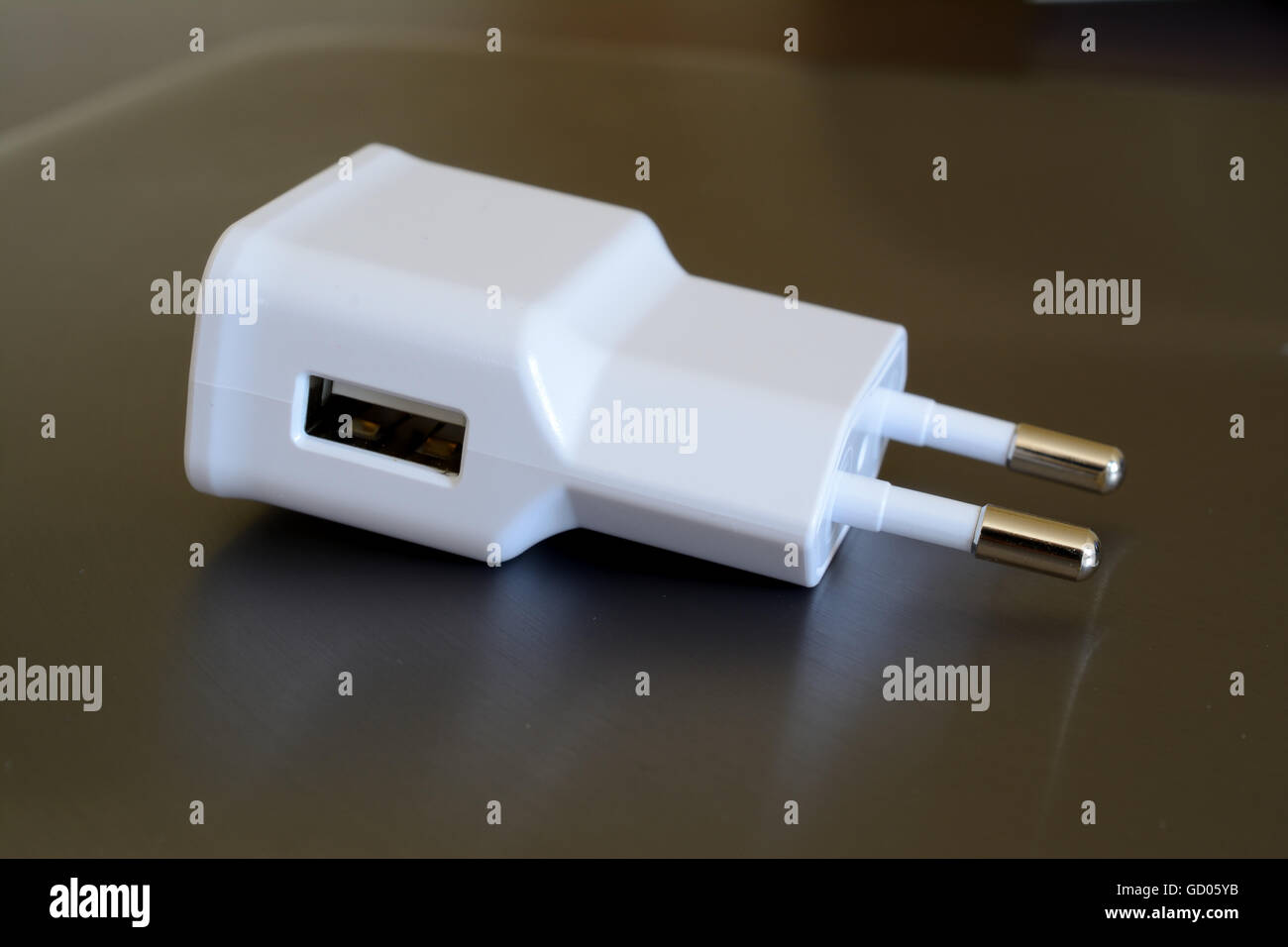 White electric plug with USB socket closeup Stock Photo - Alamy