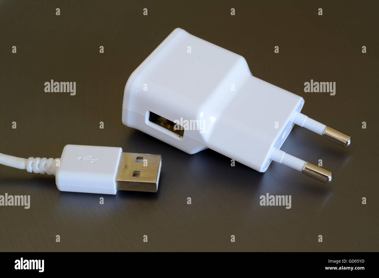 White electric plug with USB socket and USB plug Stock Photo - Alamy