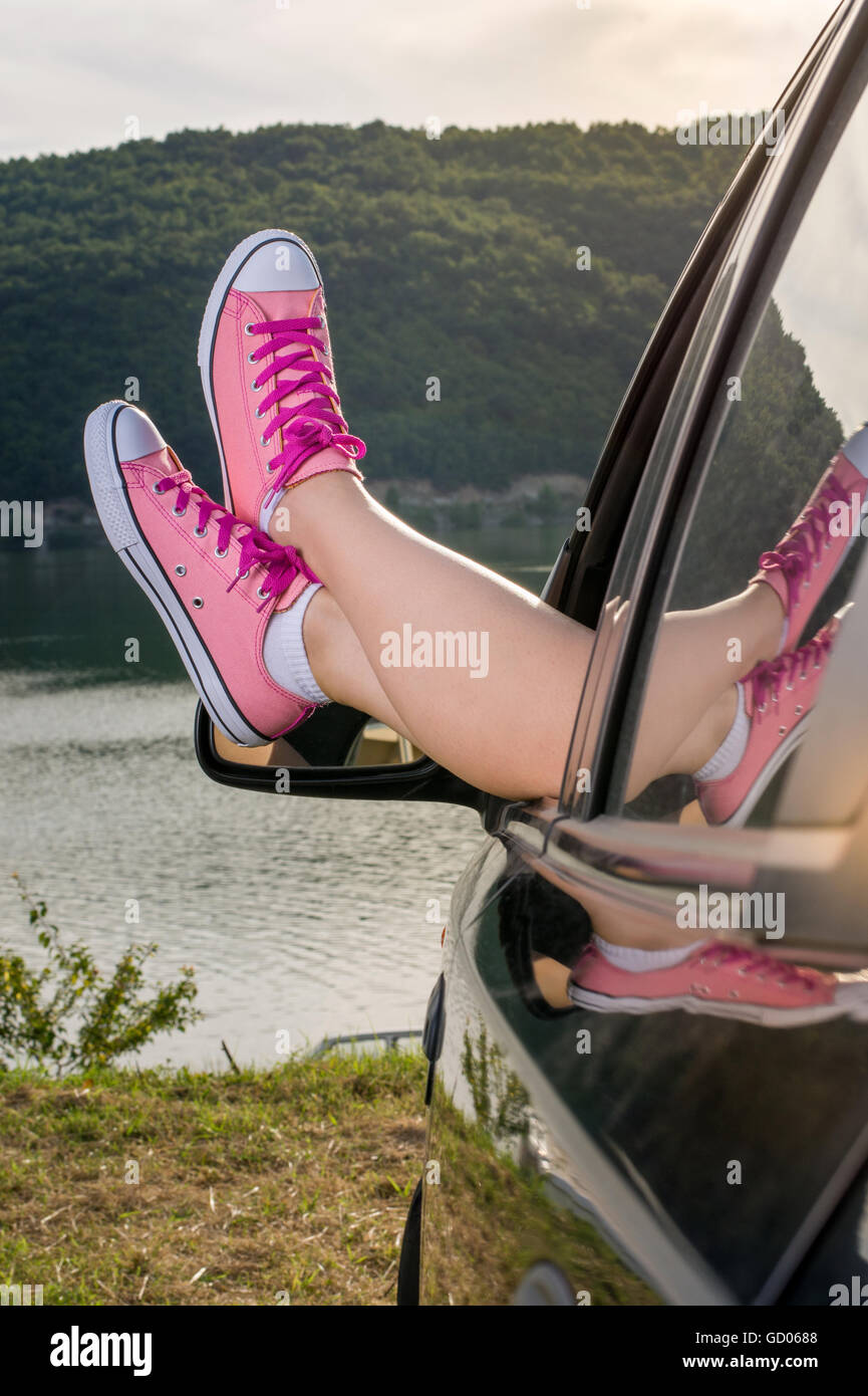 Car road trip feet hi-res stock photography and images - Alamy