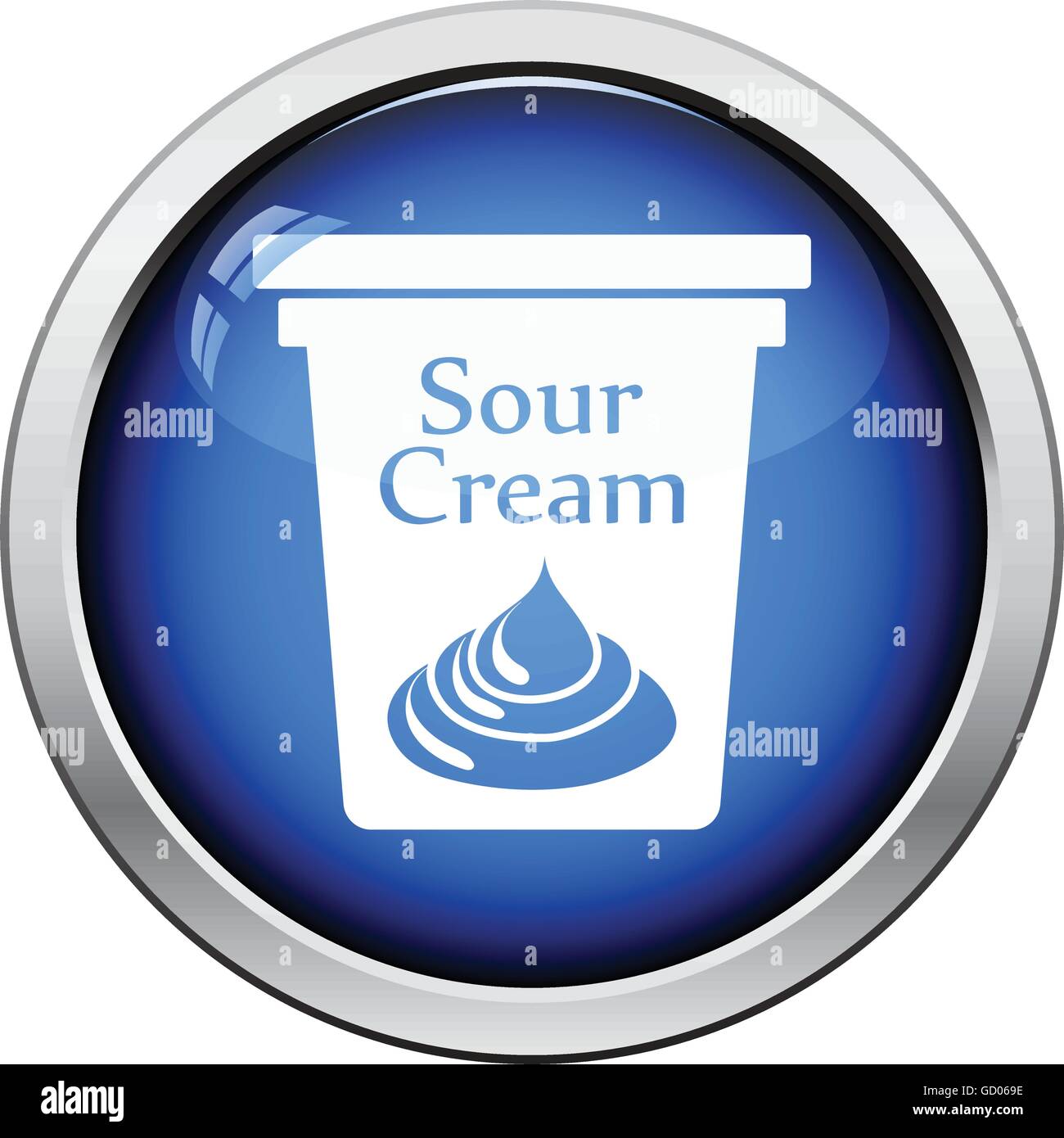Sour cream icon. Glossy button design. Vector illustration Stock Vector ...