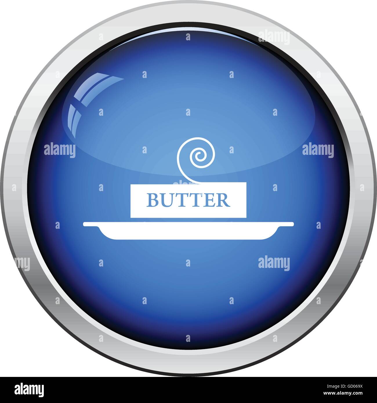 Butter icon. Glossy button design. Vector illustration Stock Vector ...