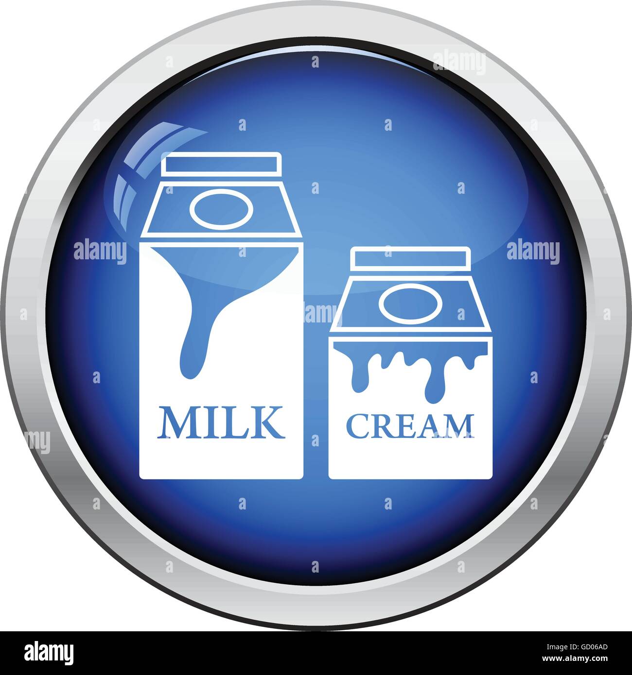 Milk and cream container icon. Glossy button design. Vector ...