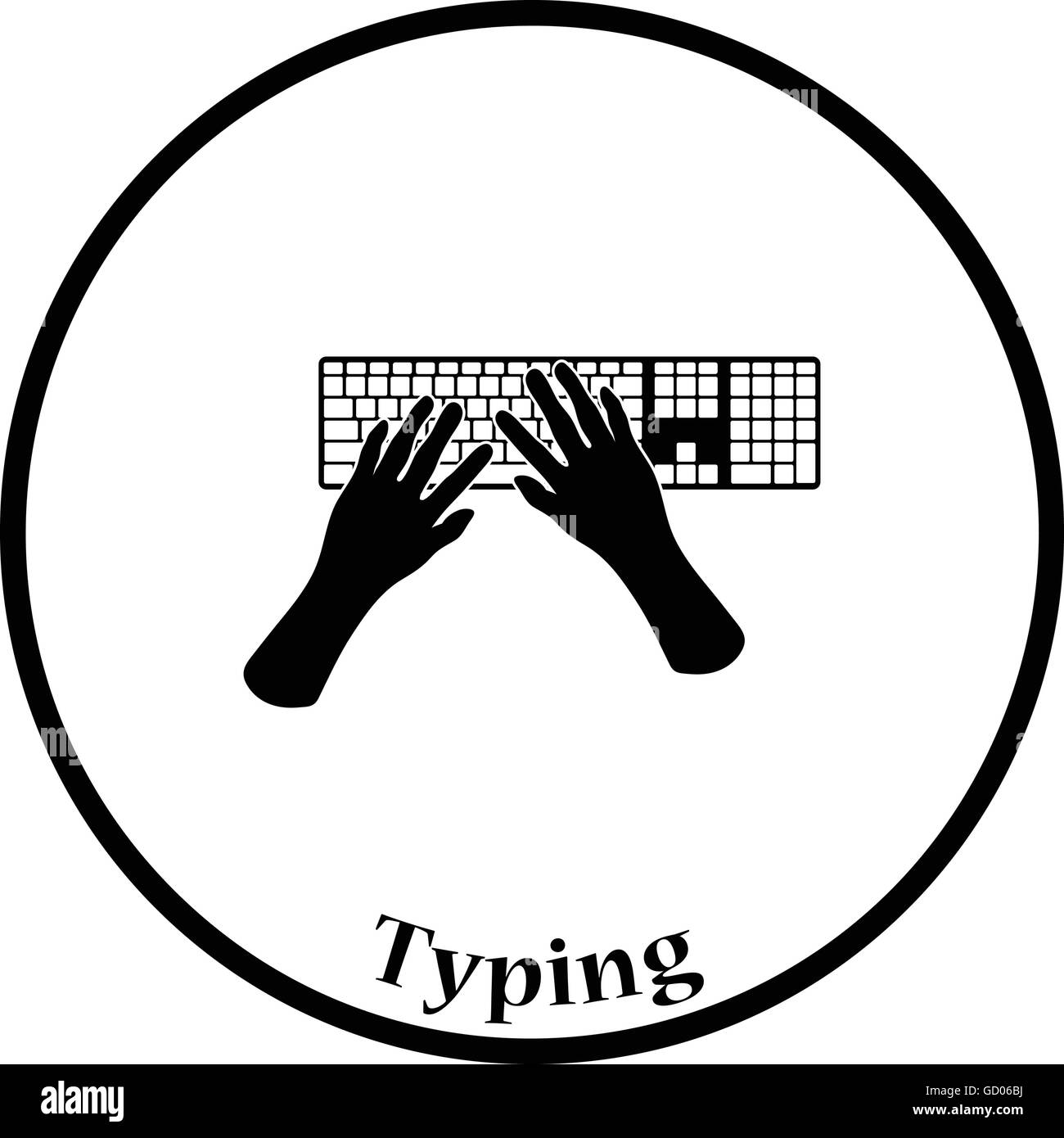 Typing icon. Thin circle design. Vector illustration Stock Vector Image ...