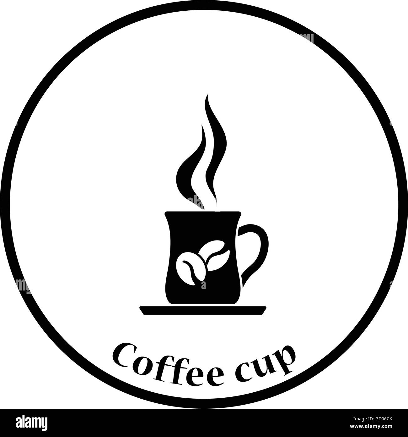 Coffee cup icon. Thin circle design. Vector illustration Stock Vector ...