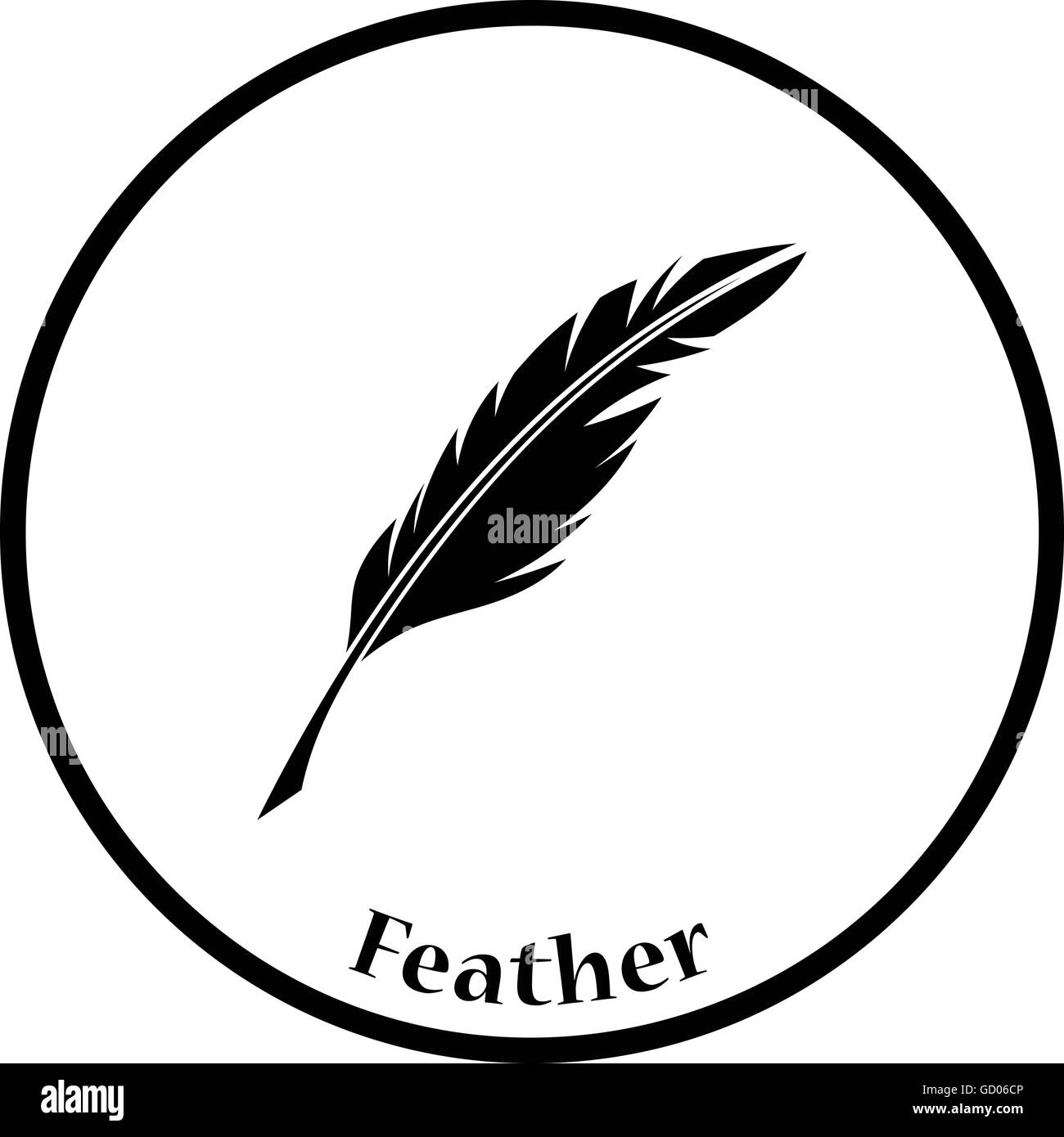 Writing feather icon. Thin circle design. Vector illustration Stock ...