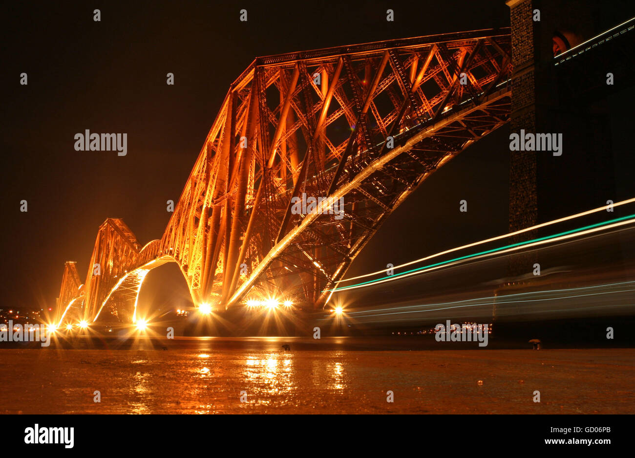 The Forth Rail Bridge by Night Stock Photo - Alamy
