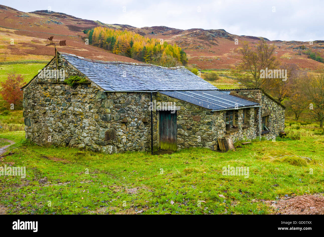 An old stone farm outbuilding in the Lake District National Park near ...