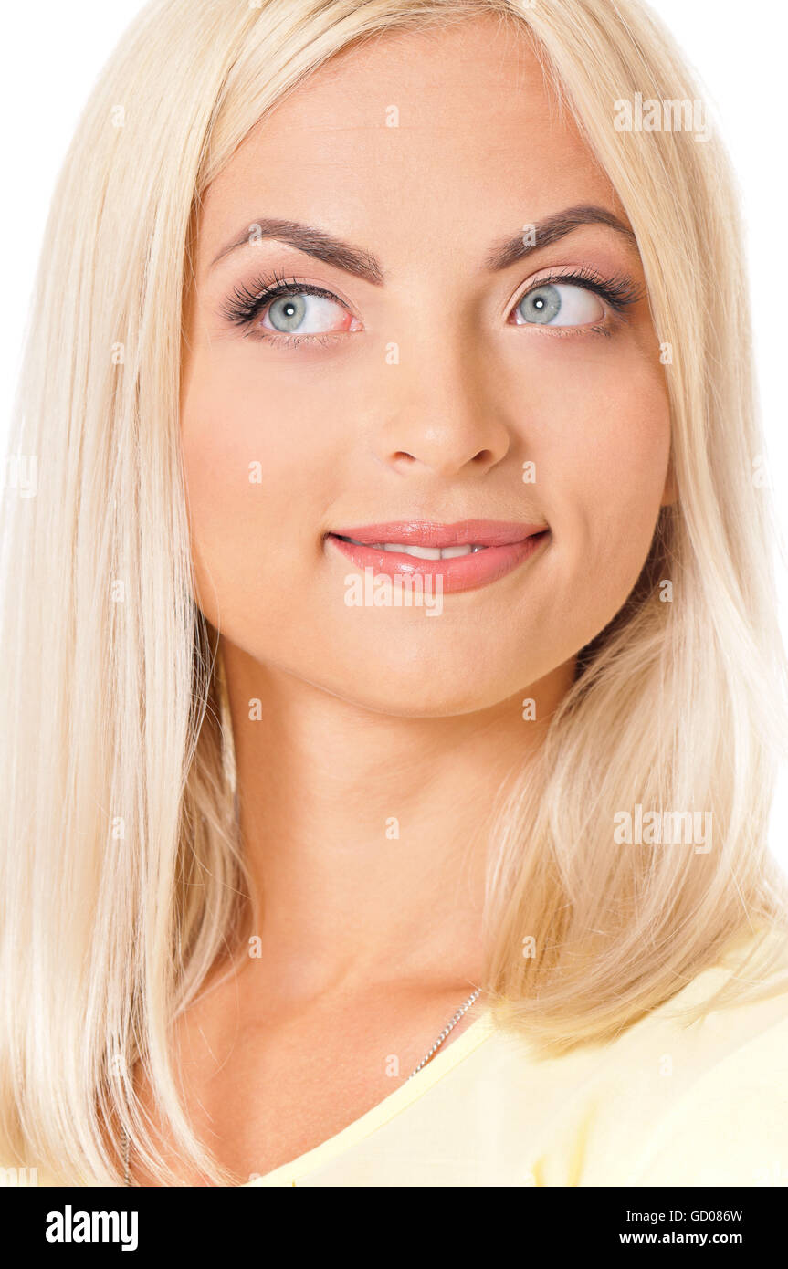 Woman looking up Stock Photo - Alamy