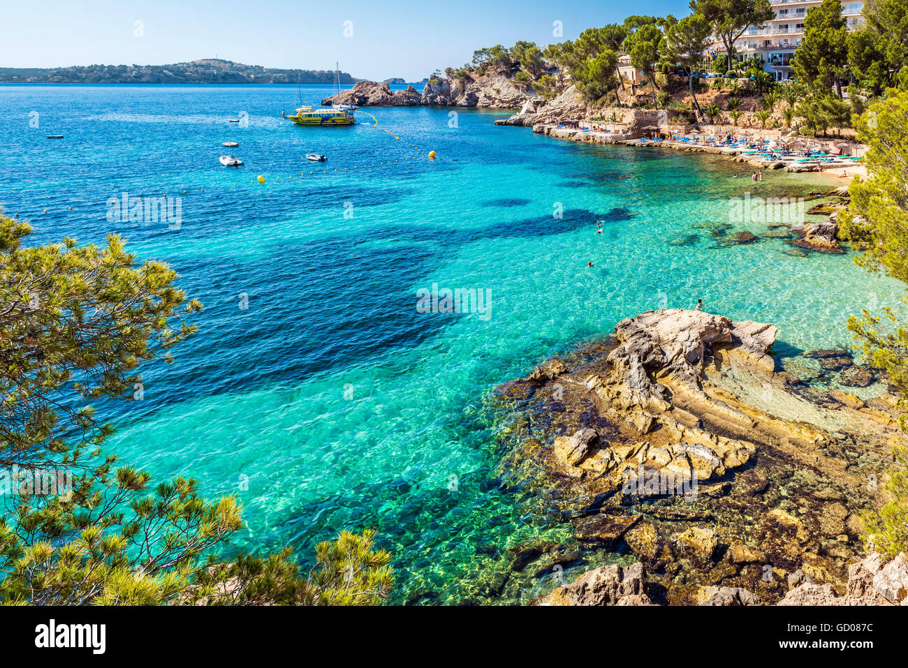 Cala Fornells Bay in Majorca, Balearic Islands, Spain, Europe Stock ...