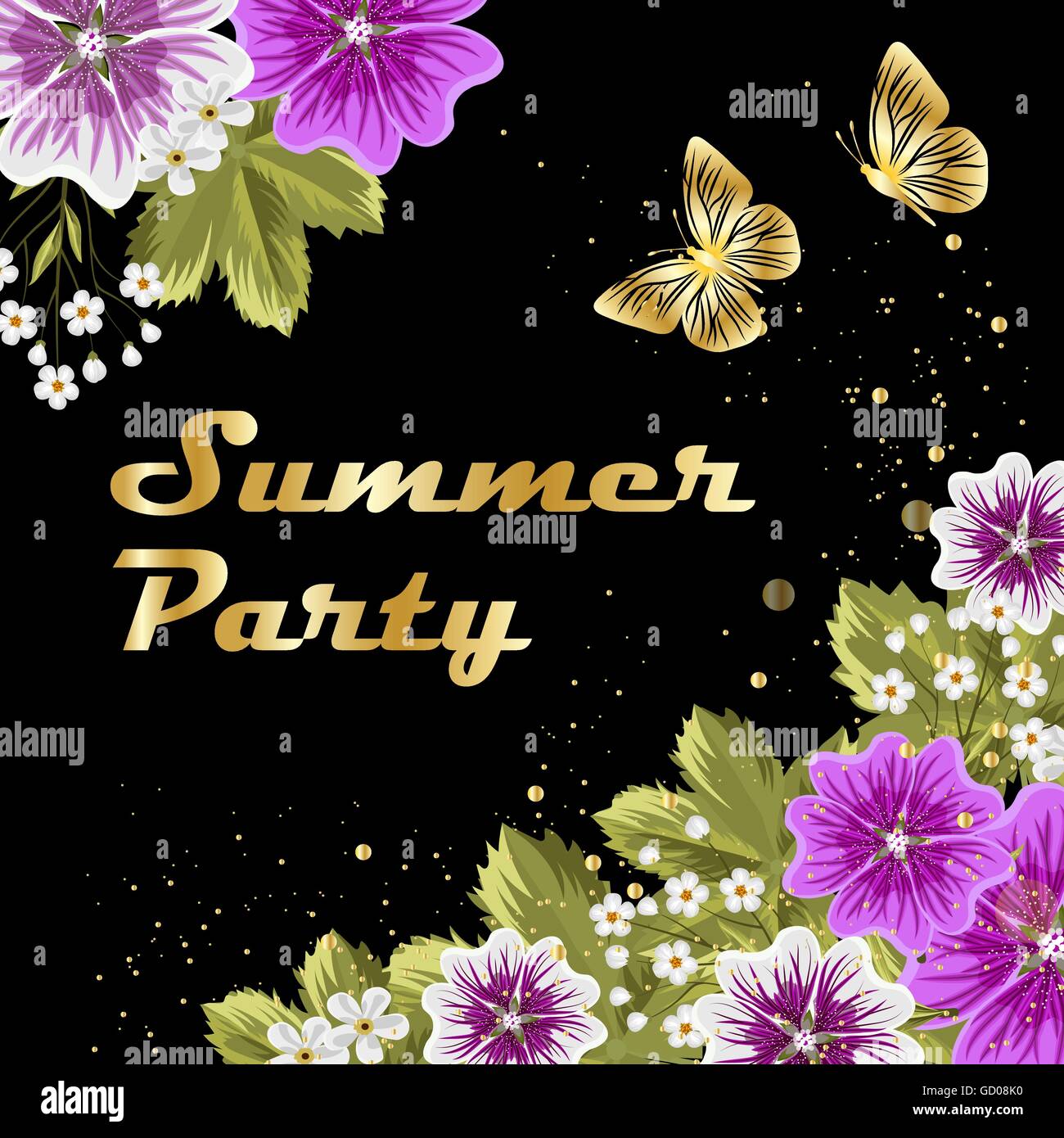 Black background purple flower Stock Vector Images - Alamy