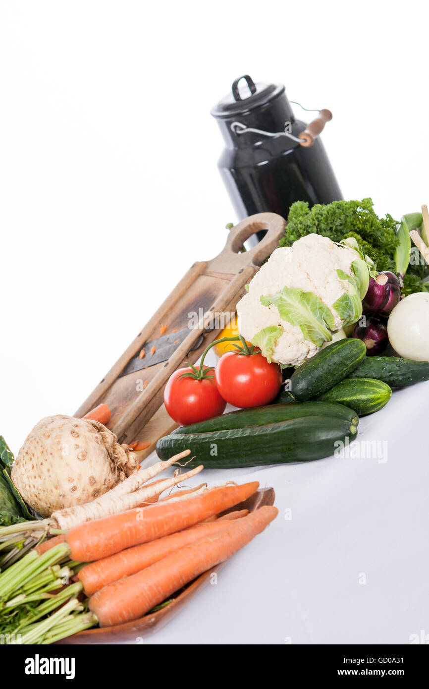 vegetables on the table for cooking isolated on white background Stock ...