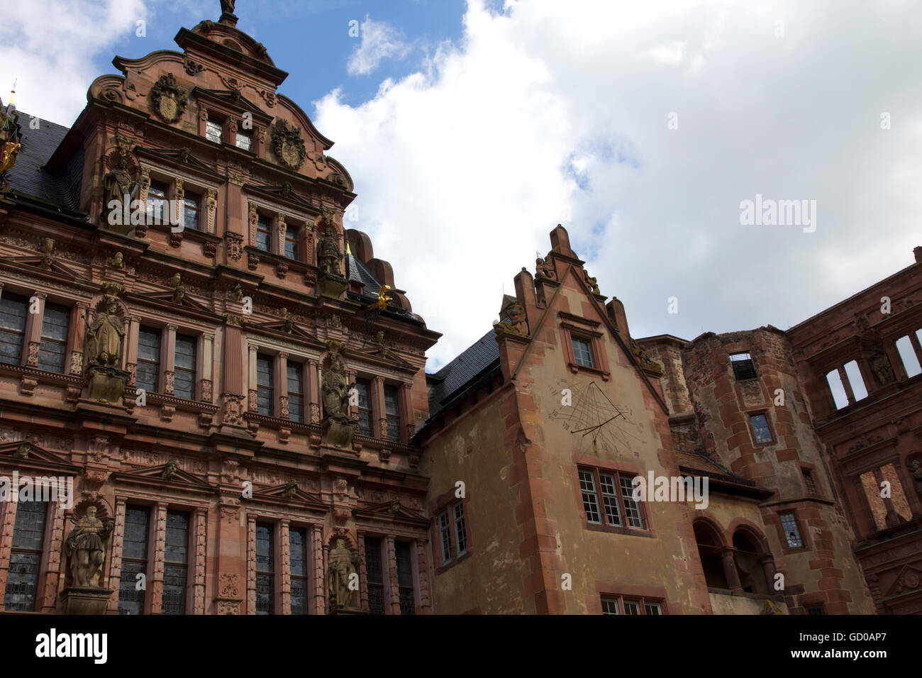 A magnificent red sandstone ruin perched 300 feet above the Neckar ...