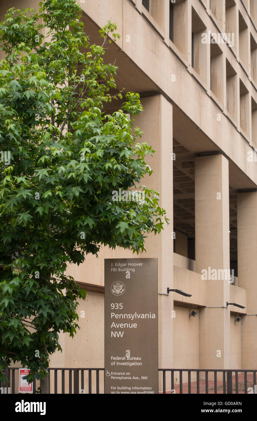 J Edgar Hoover FBI sign Washington DC Stock Photo - Alamy