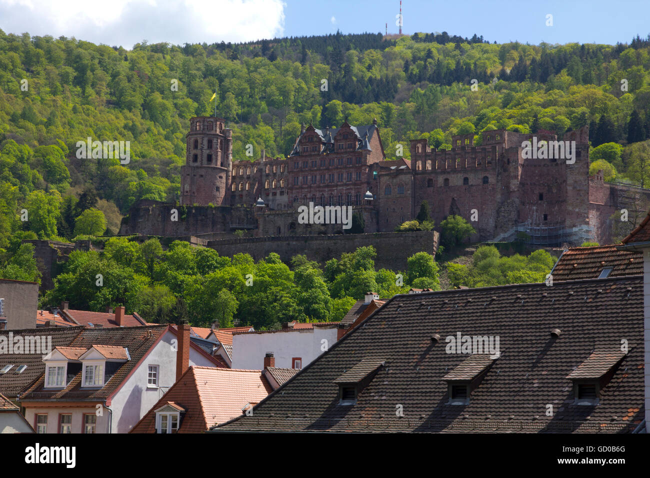 Once mighty and still magnificent Heidelberg Castle, viewed from Old ...