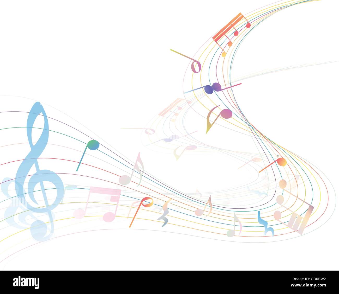 Musical Design Elements From Music Staff With Treble Clef And Notes in ...