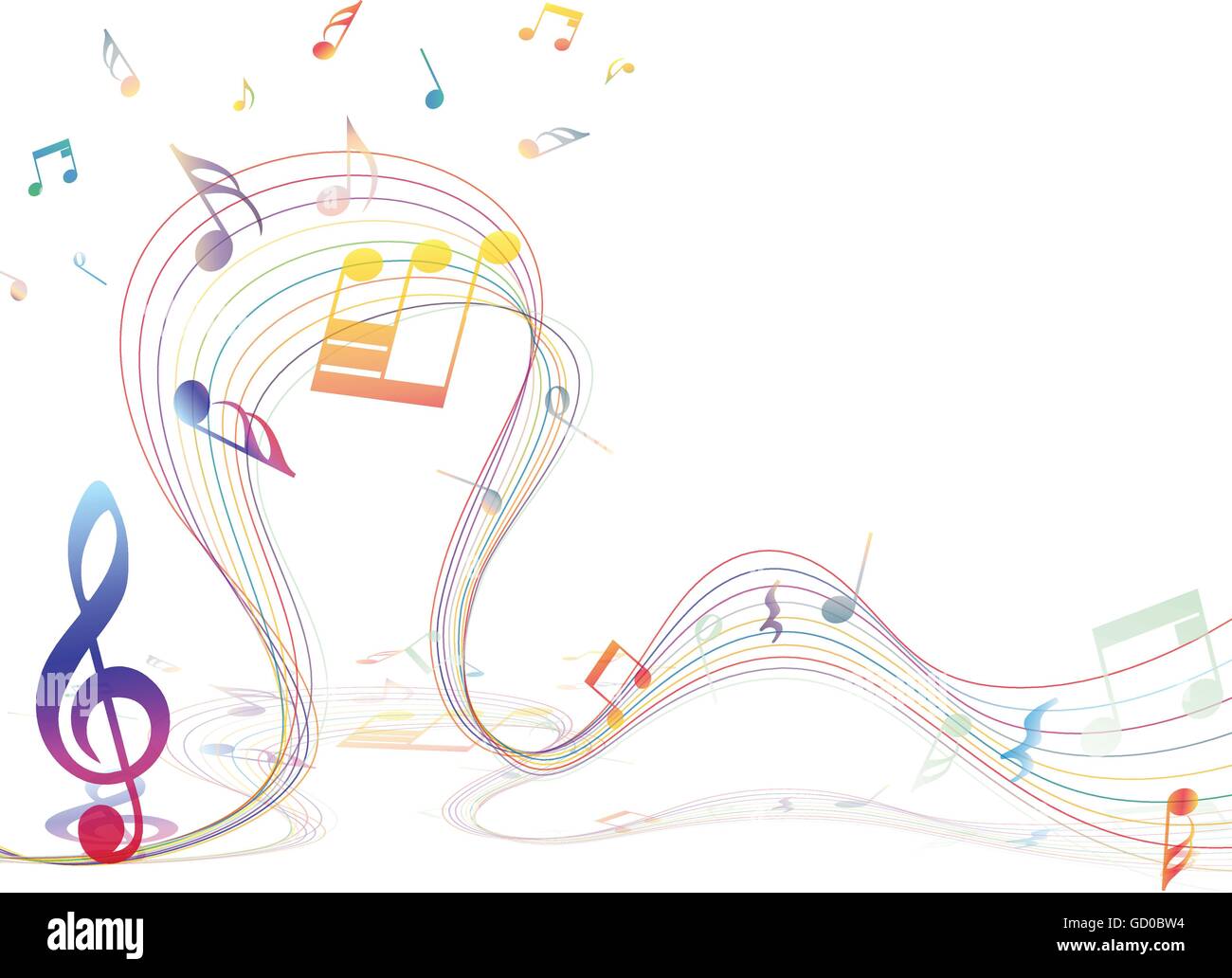 Musical Design Elements From Music Staff With Treble Clef And Notes in ...