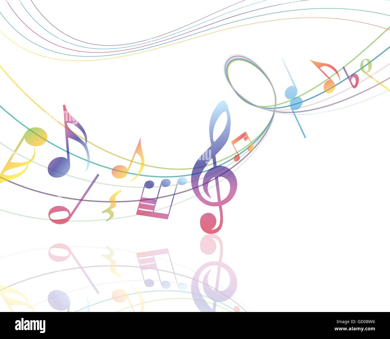 Colorful Music Notes On A Staff